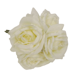 27cm Open Rose x 5 Heads Posy Cream