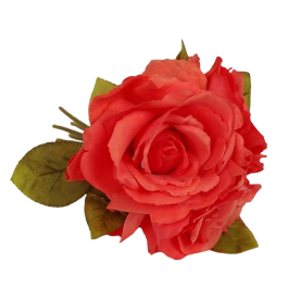 24cm Coral Open Rose Posy x 3 Heads