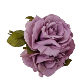 27cm Open Rose x 5 Heads Posy Grey