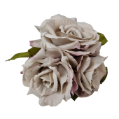 27cm Open Rose x 5 Heads Posy Grey