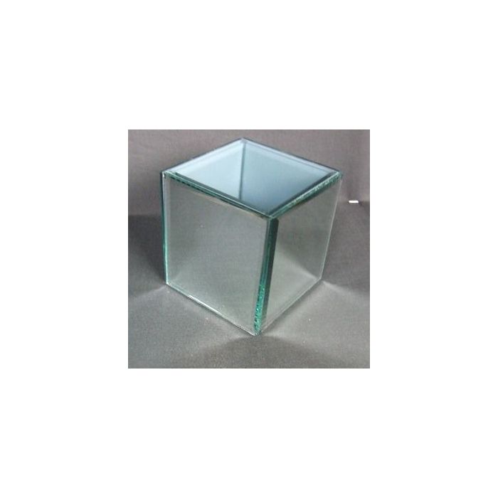 10 x 10 x 10cm Bevelled Square Mirror Vase
