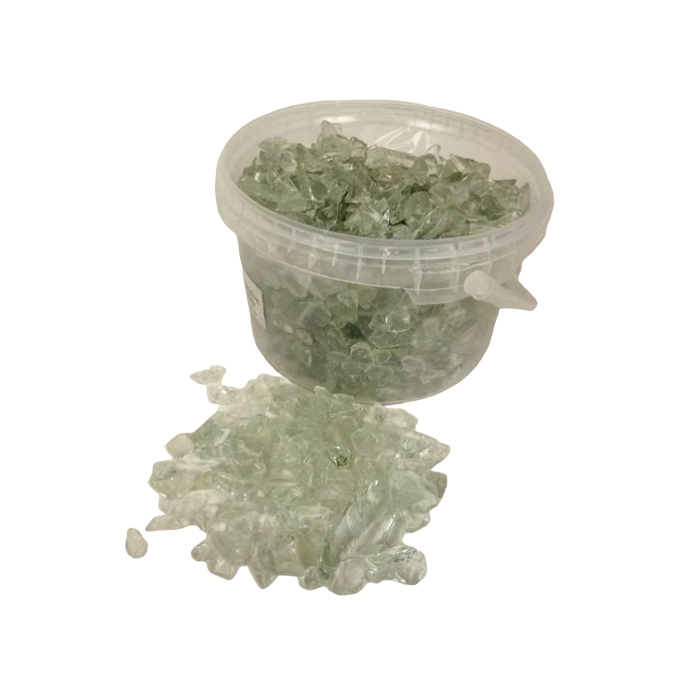 10-20mm Clear Glass Stones In Bucket App 3.5kg