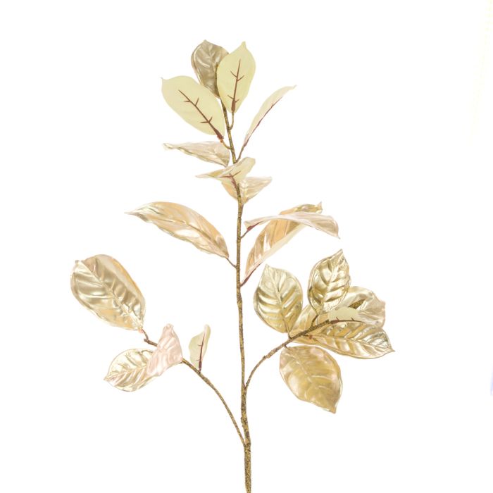 Metallic Magnolia Leaf Spray Gold