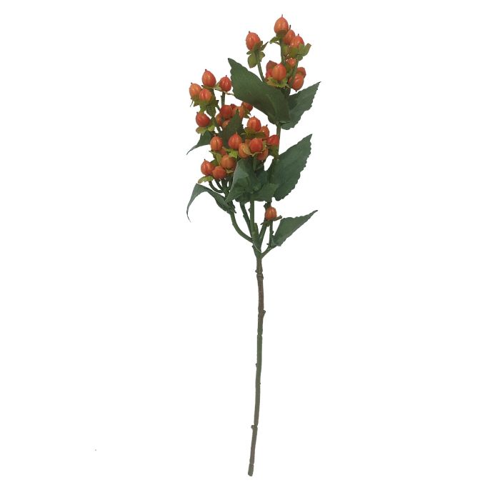Artificial Hypericum Berry Branch - Red/Orange 48cm